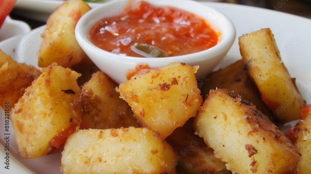 Mandioca frita - crispy fried yuca served with dipping sauce Stock ...