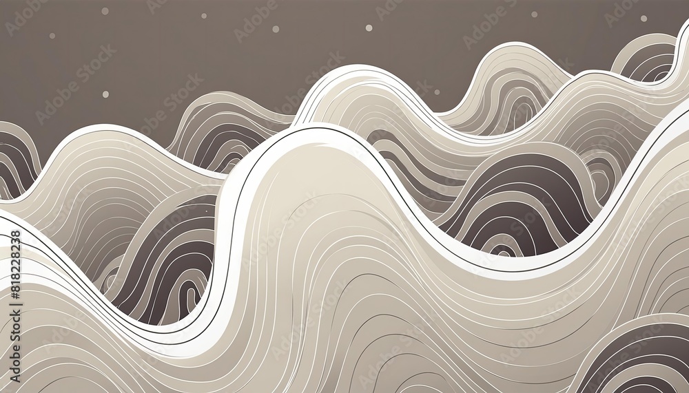 illustration of tsunami sea ocean wave curve pattern drawing painting ...