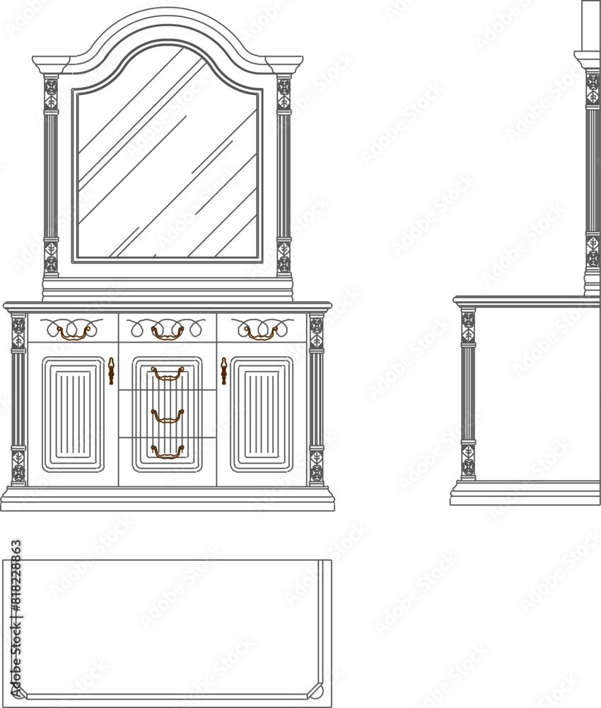 Sketch illustration vector design drawing of old antique classic ...