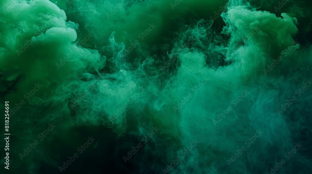 abstract green smoke on black background toxic fog and stink concept ...