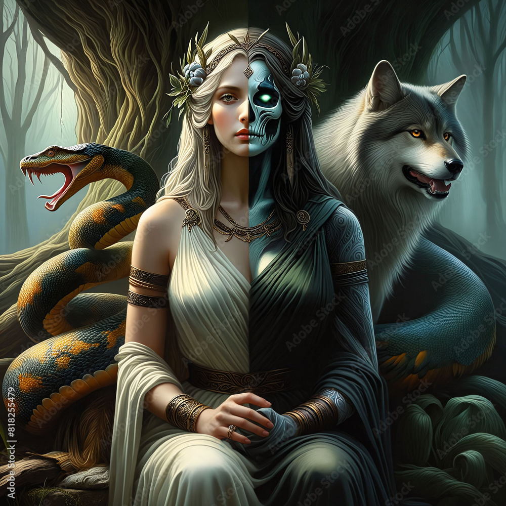 Hel, the Norse goddess, between Life &Death, half living and half dead ...