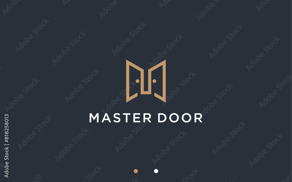 letter m with door logo design vector silhouette illustration Stock ...
