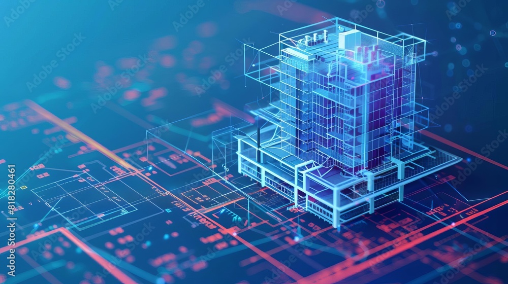 digital construction building information modeling bim concept with 3d ...