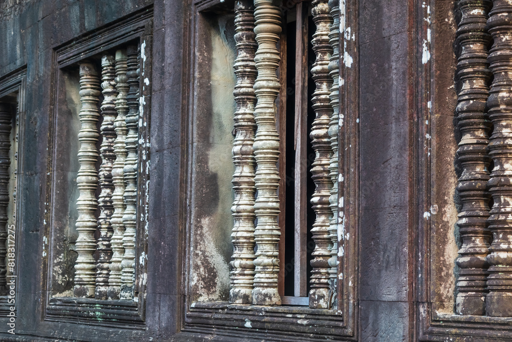 Historic rock carved spindles at Angkor wat temple, Amazing ...