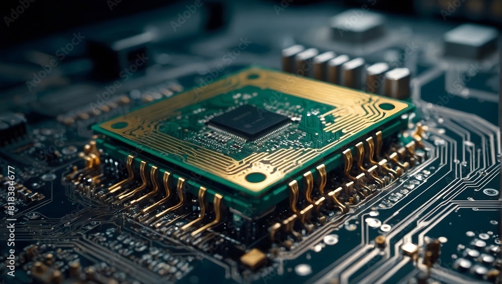 Advanced Technology Concept Visualization: Circuit Board CPU Processor Microchip Starting ...