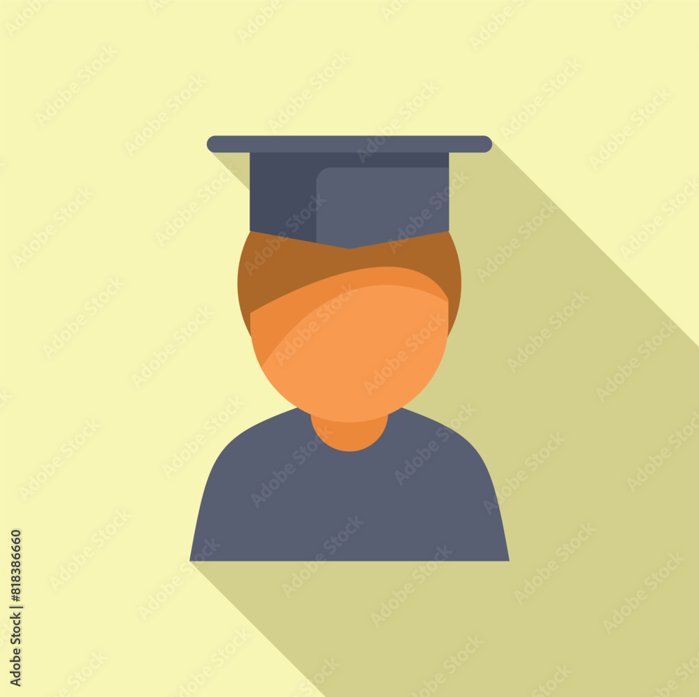 Modern flat design graduate avatar icon with long shadow, minimalist ...