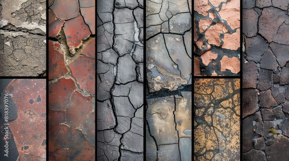Diverse Collection of Textured Surfaces: Cracked Patterns in Various ...
