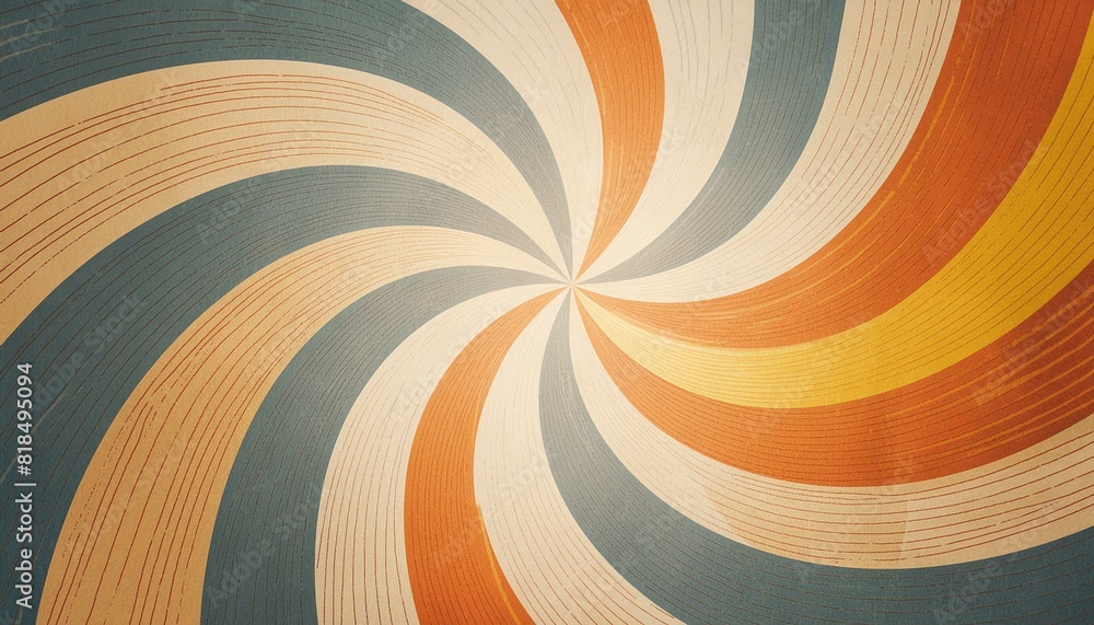 Retro 60s and 70s groovy carnival background. Sun and rainbow swirl ...