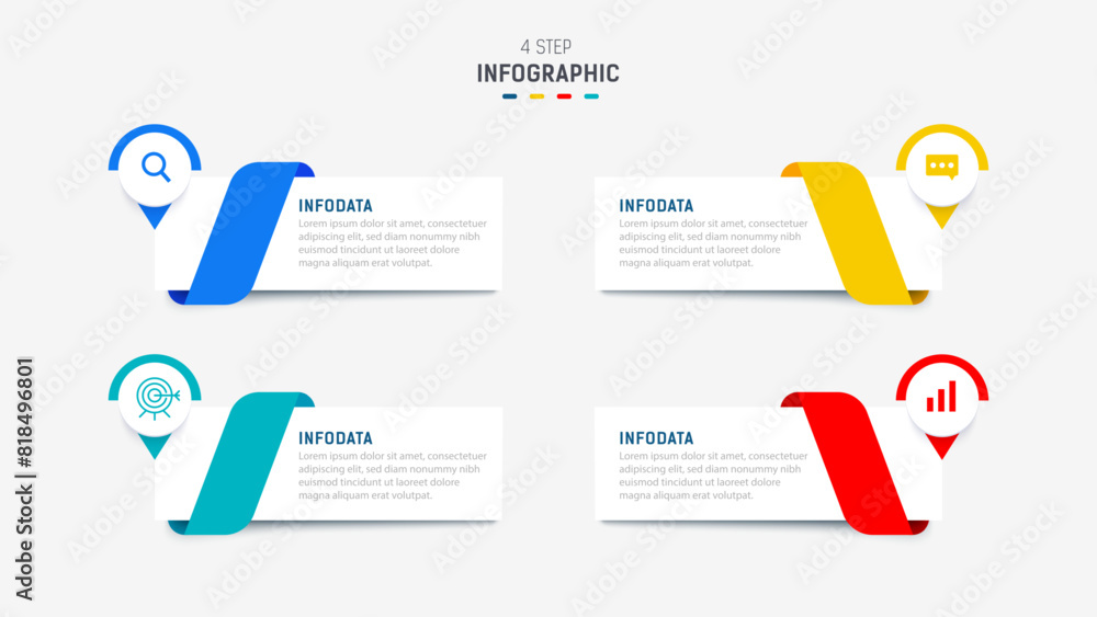 Four Step Infographic element design Vector template for presentation ...