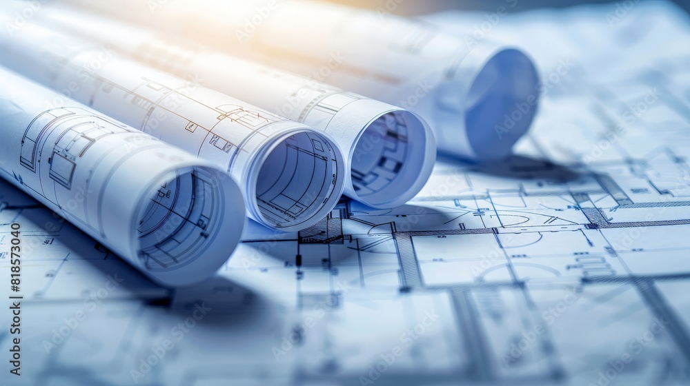 Civil engineering experts meticulously analyze detailed blueprints ...