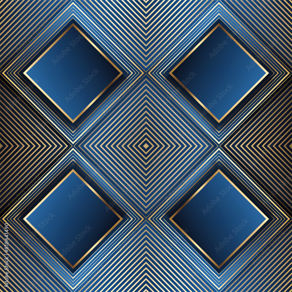 Patrón geométrico de colores azul y dorado Stock Illustration | Adobe Stock