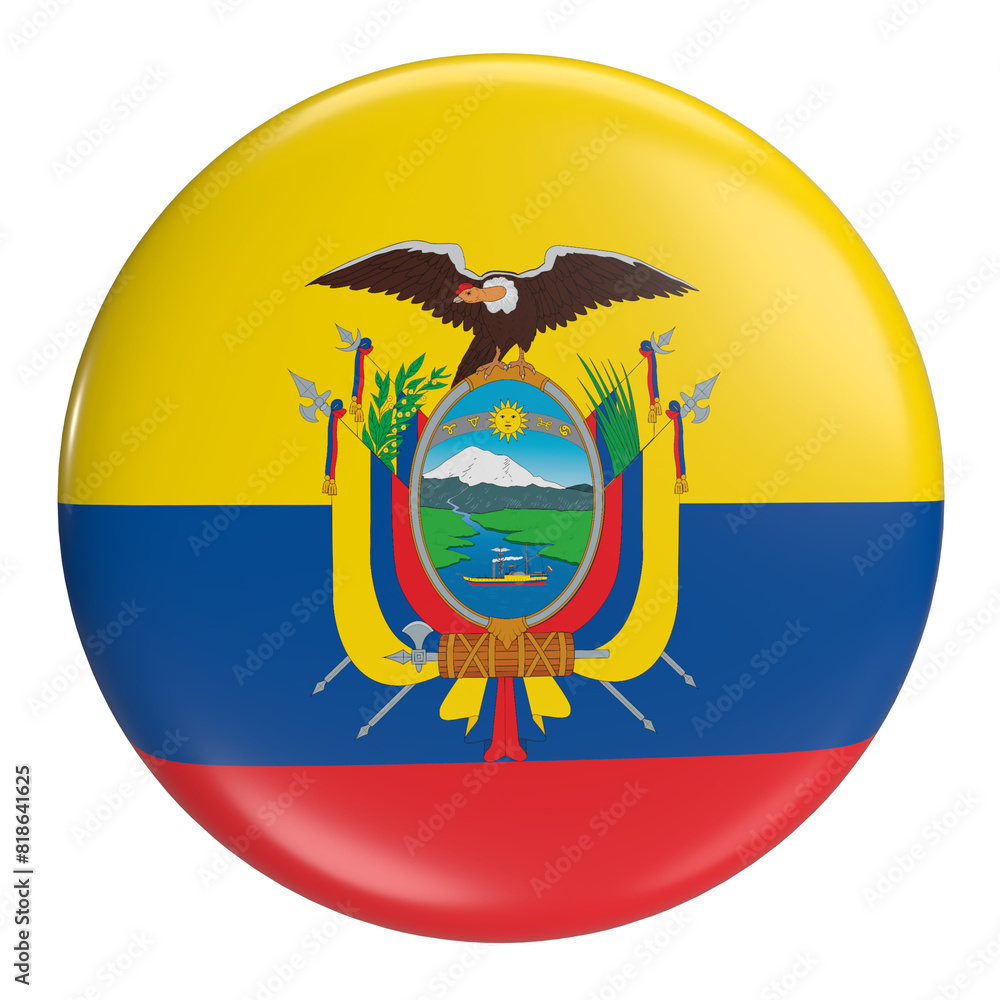 Ecuador round flag icon 3d render Stock Illustration | Adobe Stock