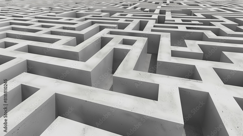 Labyrinth maze structure confusing way to the exit. Breaking the deadlock. 3d render. Stock ...