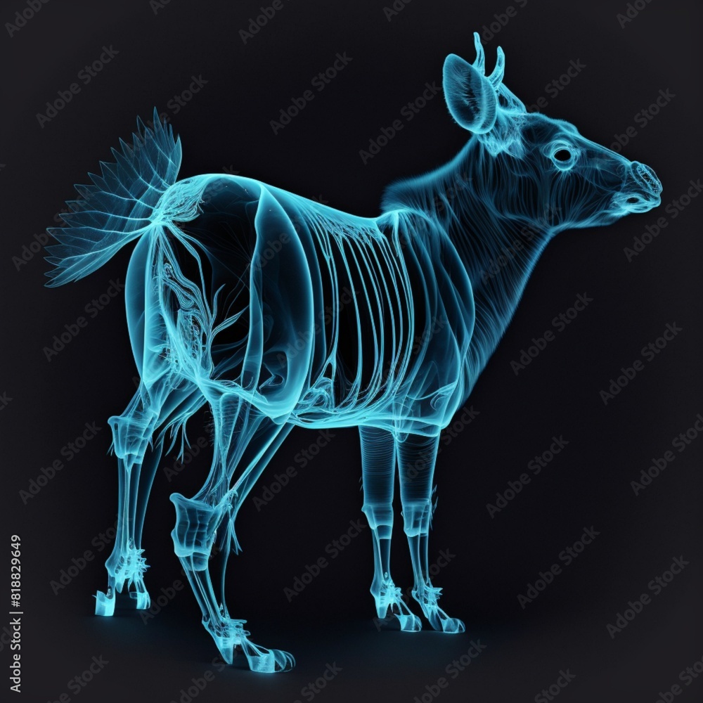 an X-ray of a deer's skeleton. X-rays use radiation to show internal ...