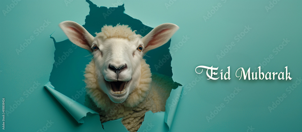 Funny eid ul adha wallpaper, funny sheep head pop out of green sheet ...