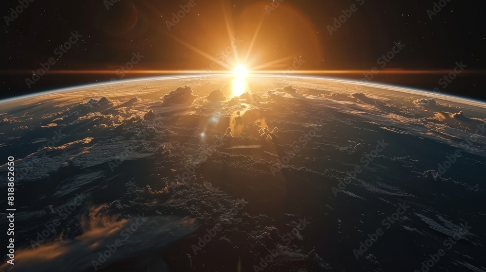 Sunrise Over Earth from Space Stock Illustration | Adobe Stock