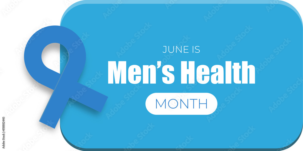 Mens health month concept horizontal banner design template with blue ...