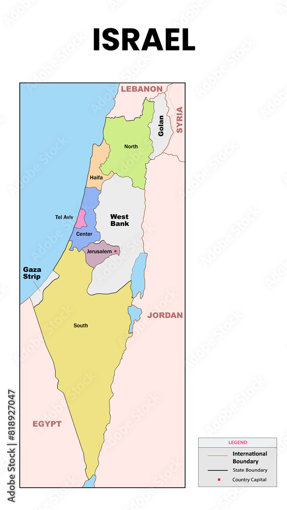 Ilustración de Stock Israel Map. State and district map of Israel ...