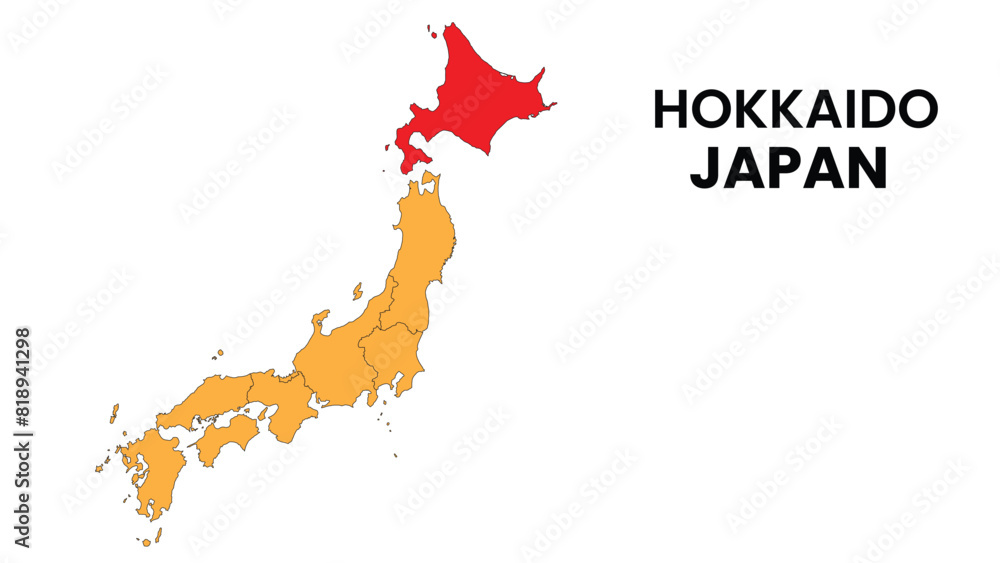 เวกเตอร์ Stock Hokkaido Map in Japan. Vector Map of Japan. map of the ...