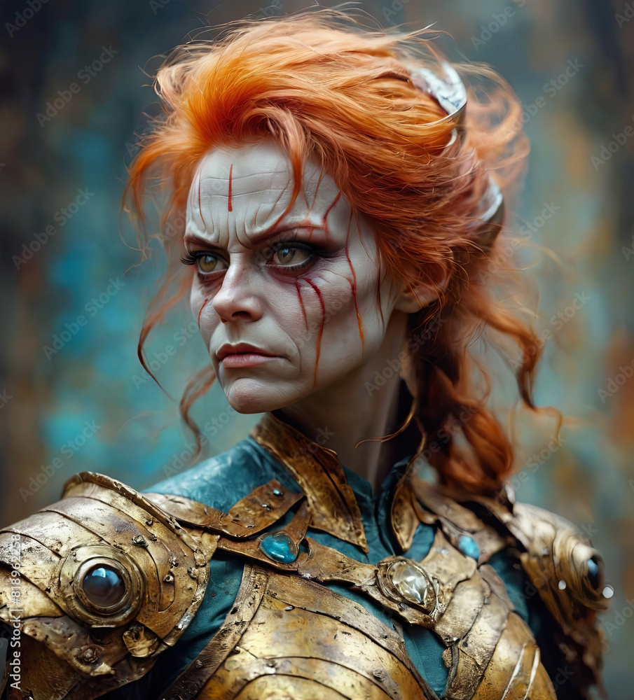 Vintage-Inspired Realistic Portrait of Chuckling Female Rogue Character ...
