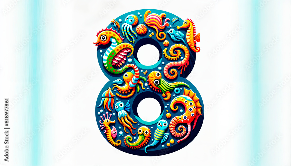 number 8 features a delightful array of marine life, including colorful ...