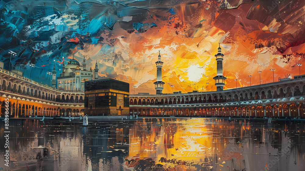 Kaaba in mecca colored Stock Illustration | Adobe Stock