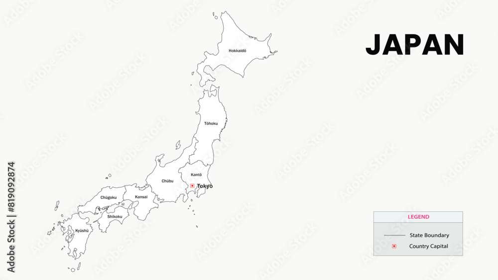 Japan Map. State and district map of Japan. Administrative map of Japan ...
