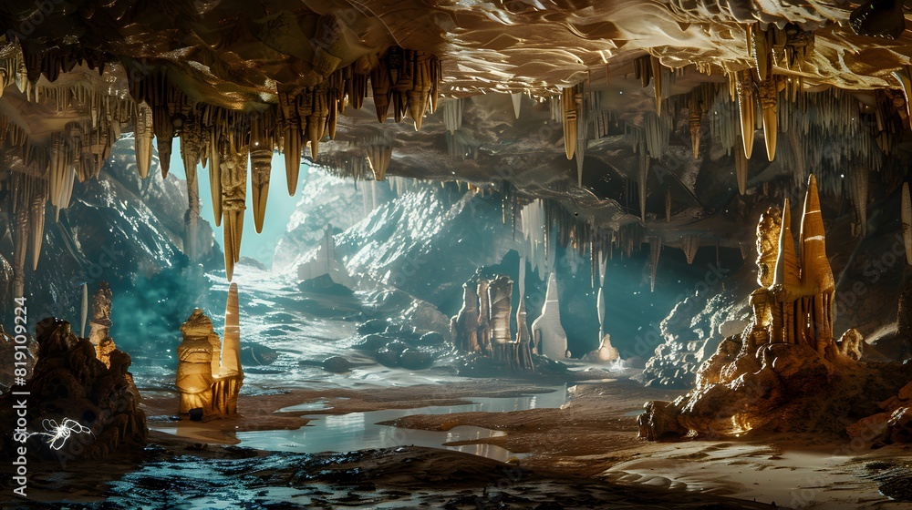Digital images of stalactites inside caves are unique. Underground ...