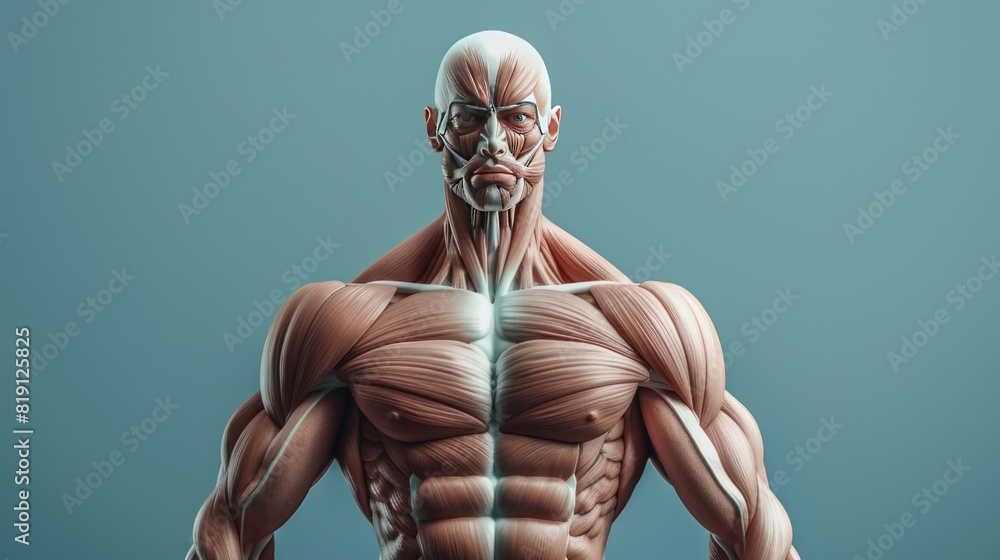 Ilustración de Stock Image of well-developed upper body muscles of the ...