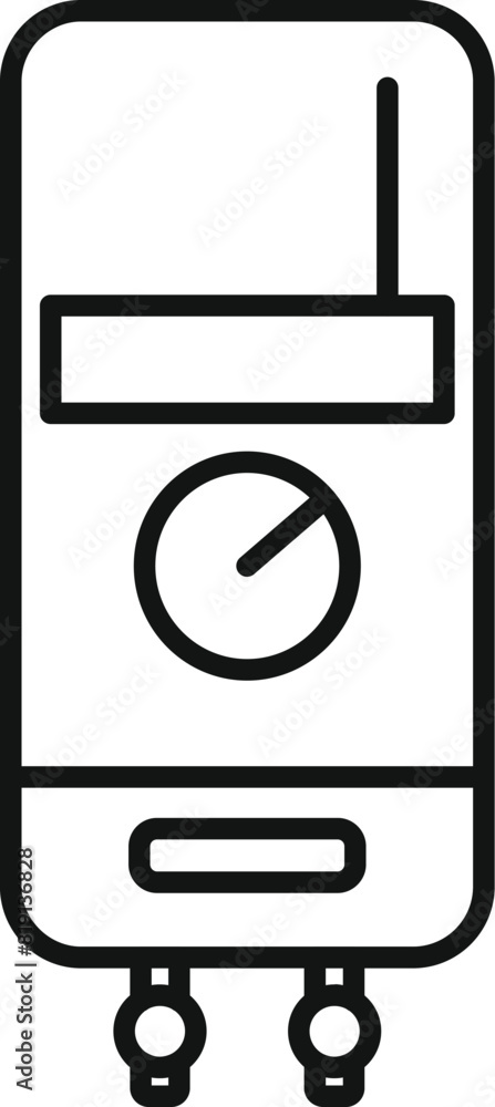 Black and white line drawing of an electric water heater, symbols for ...