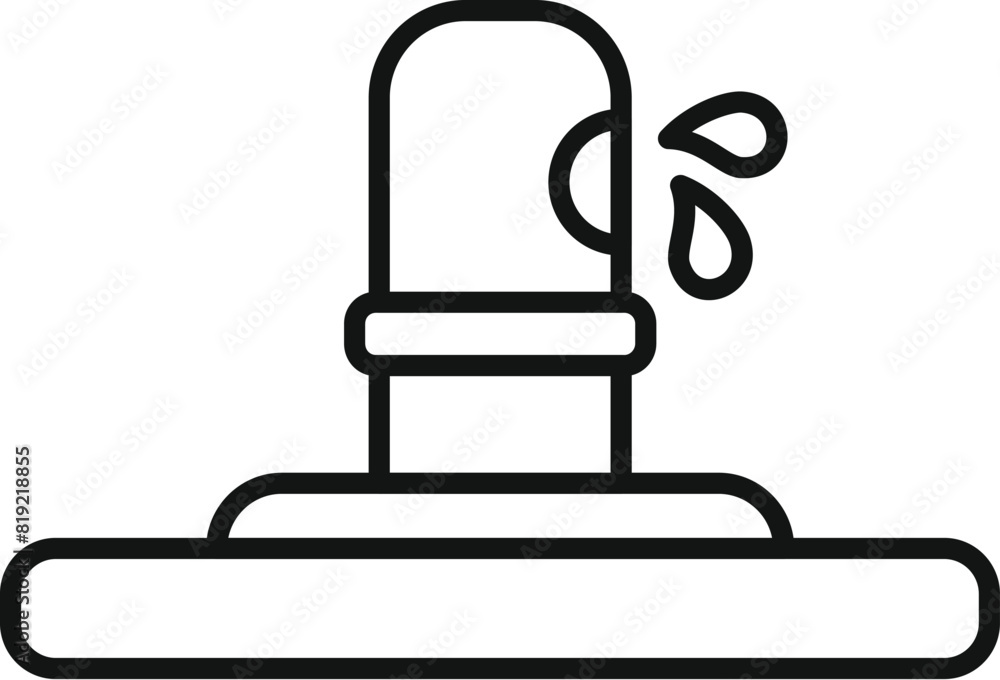 Minimalist black and white vector illustration of a leaking faucet icon ...