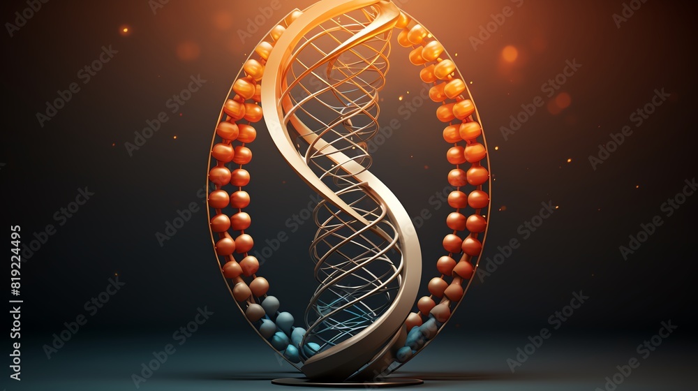 character flat design front view DNA strand theme 3D render ...