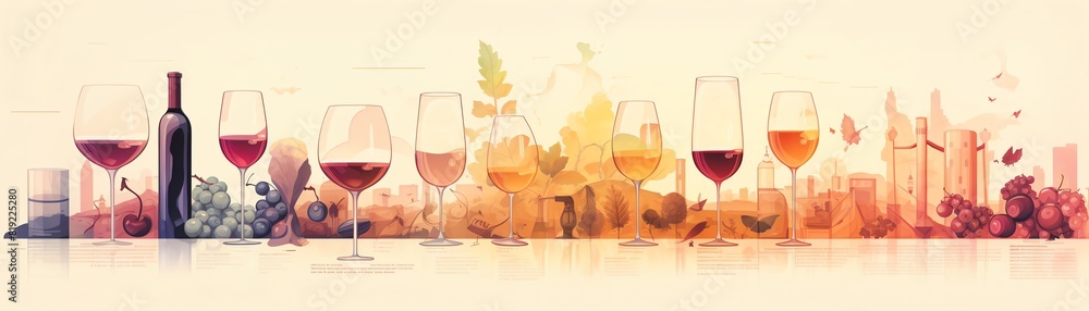 splendid flat design side view wine tasting theme cartoon drawing ...
