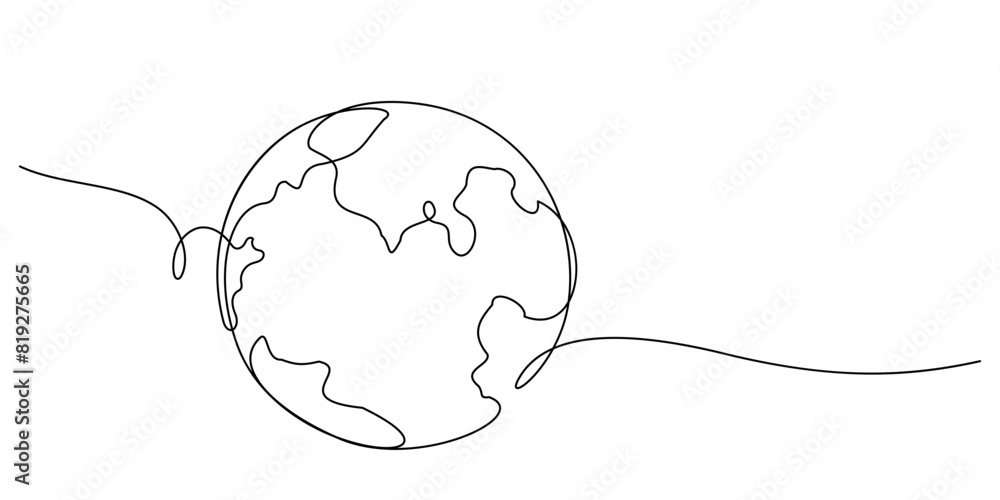 continuous line drawing of planet earth world care concept Stock Vector ...