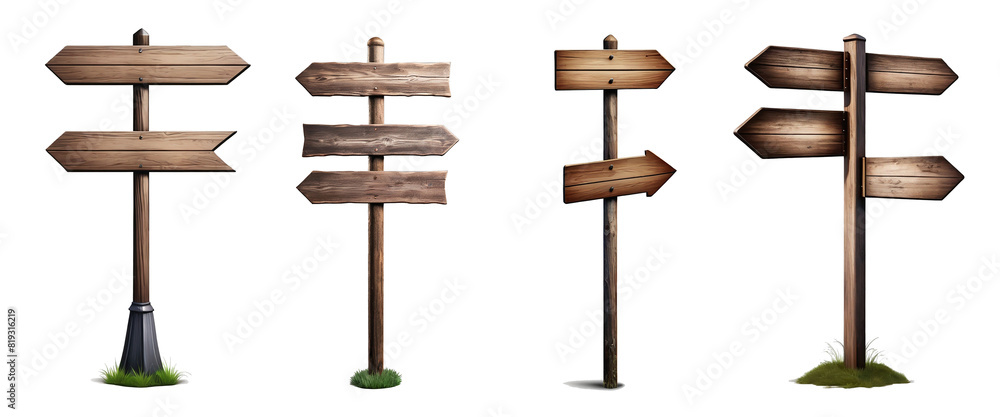 Blank empty wooden rustic signage sign board signpost post wood on ...