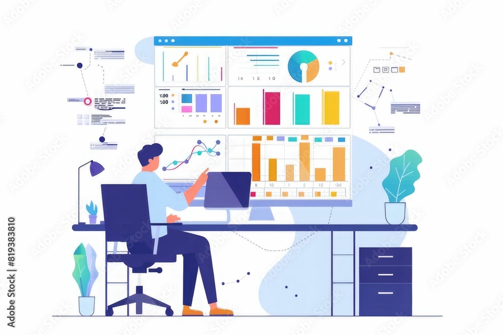 Businessman follow up progress of project work by using weekly gantt ...