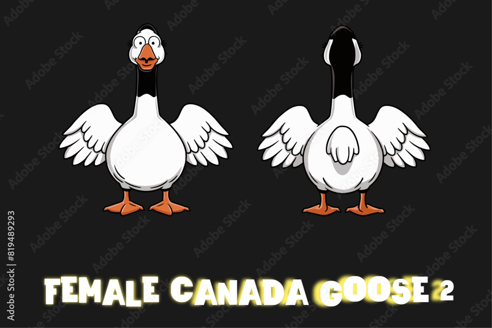 Vector Illustrated Female Canada Goose Cartoon Character Sheet Front ...