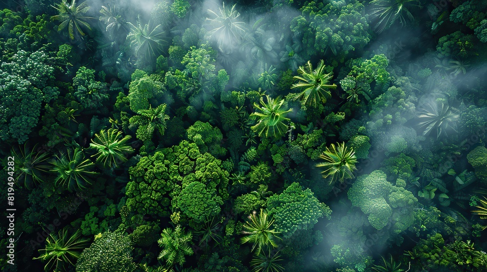 An image of a lush rainforest canopy, showcasing the rich biodiversity ...