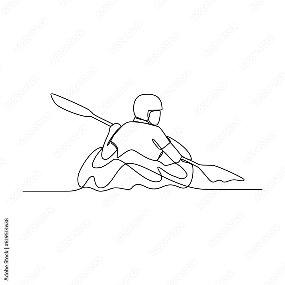 One continuous line drawing of people play rowing vector illustration ...