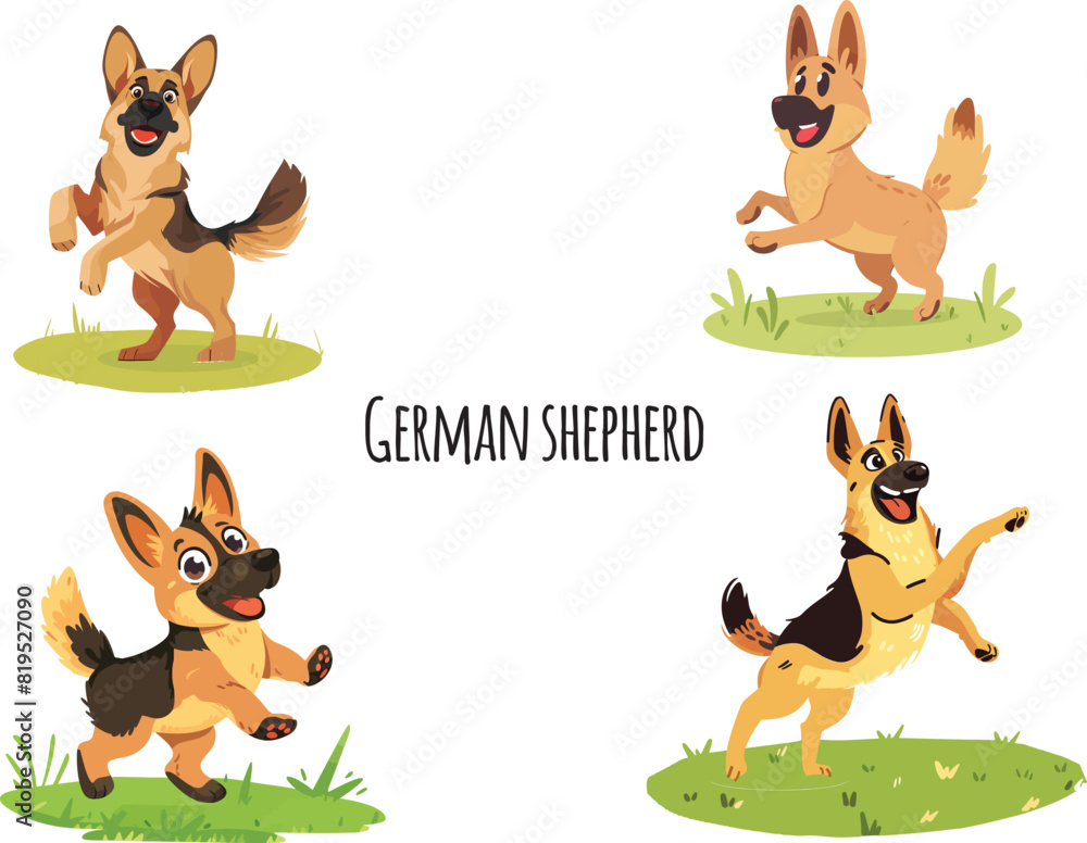 German Shepherd dancing clipart vector illustration Stock Vector ...