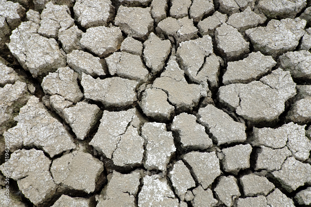 Dried soil surface, waterless sewer pipes after long time hot season at ...