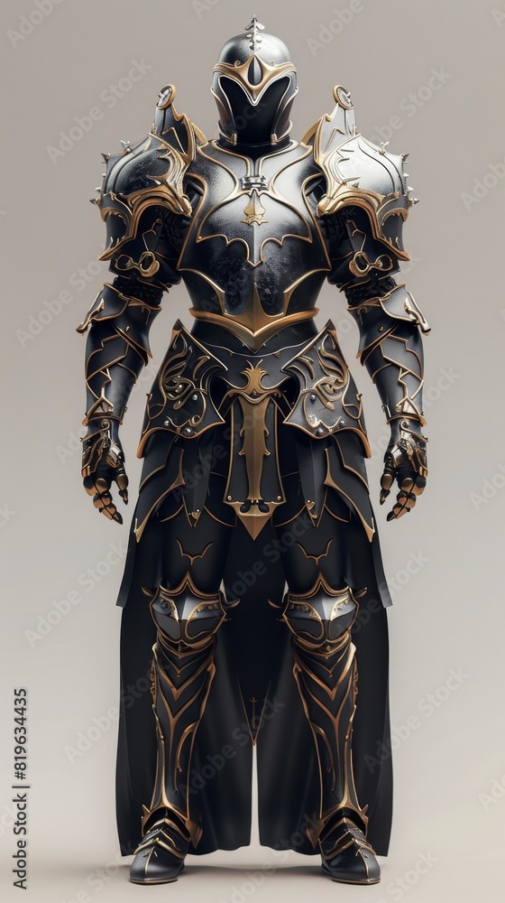 Digital Sculpture of fantasy MMORPG armor sets, showcased in a dramatic ...