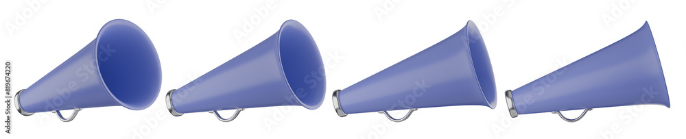 set of 3d non-electric megaphones with transparent background, PNG, 3d ...
