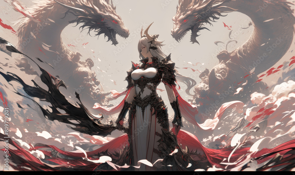 Dragon slayer woman wielding a huge vintage broad sword, fantasy world ...