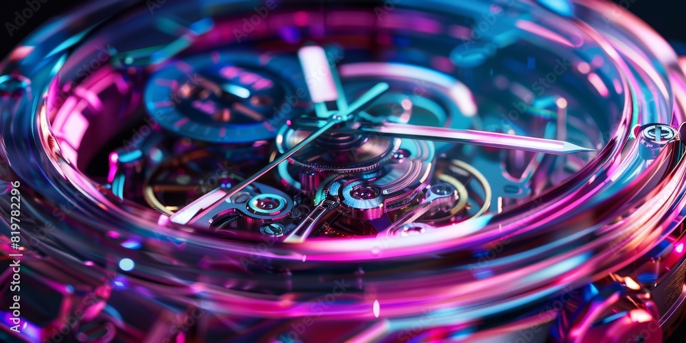 Futuristic, Vibrant Smart Watch with Neon Lighting, Holographic Effects ...