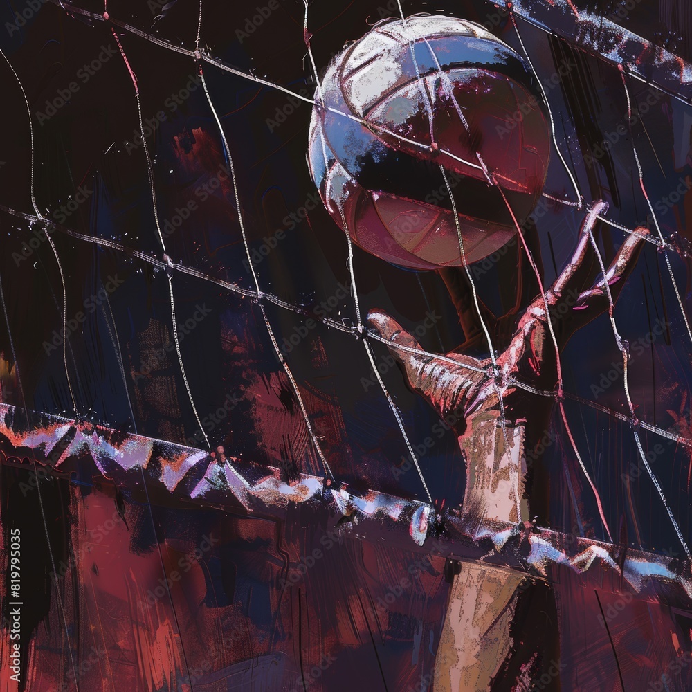 Dynamic Volleyball Game-Winning Point Illustration - Capturing Tension ...