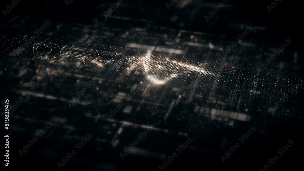 Futuristic screen display matrix, hi-tech digital data telemetry with ...