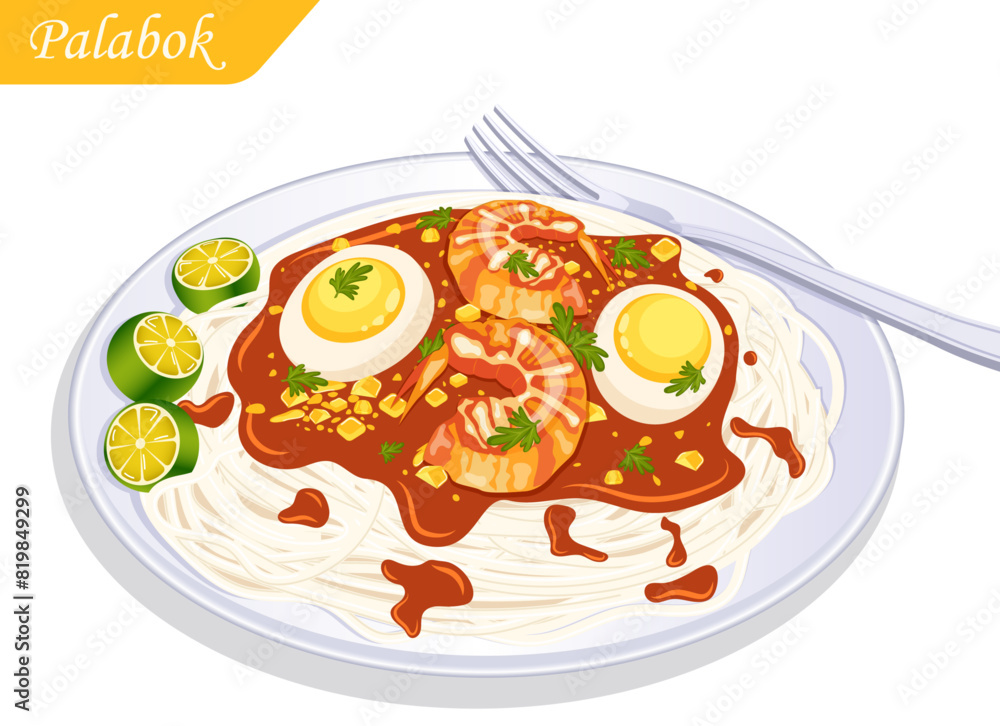 Delicious Filipino Pancit Palabok - Traditional Shrimp Noodle Dish with ...