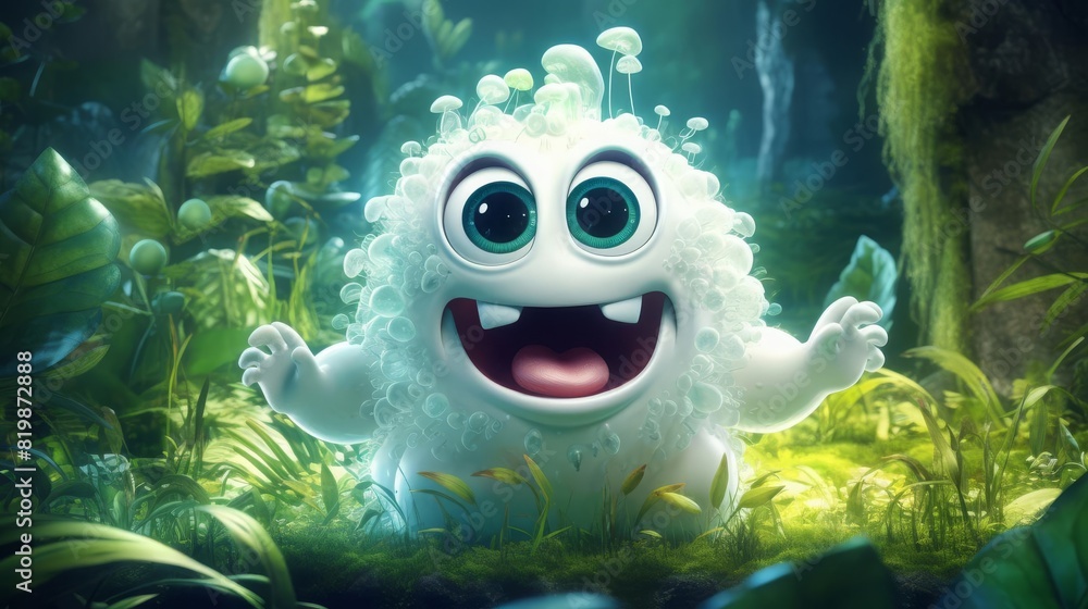 Stock-Illustration „monster with big eyes winking in a playful jungle ...