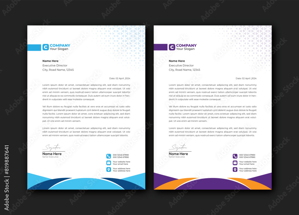 Elegant business letterhead design, abstract letterhead template design ...